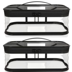 wanbao 2 pcs transparent makeup bag zipper waterproof portable travel storage pouch black f