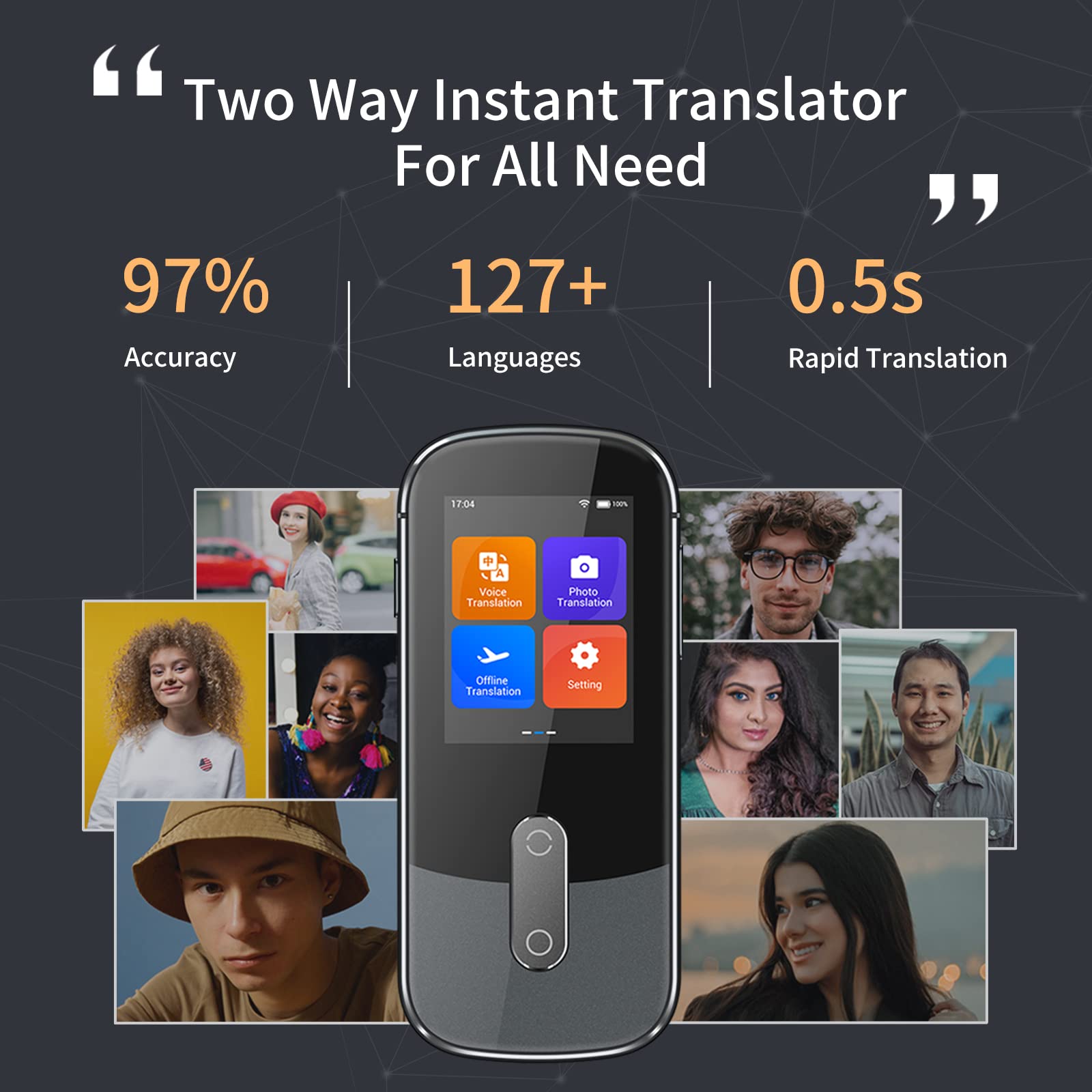 Anfier Language Translator Support 127 Languages Voice Translation Image Translation W09 Wi-Fi Hotspot Connection