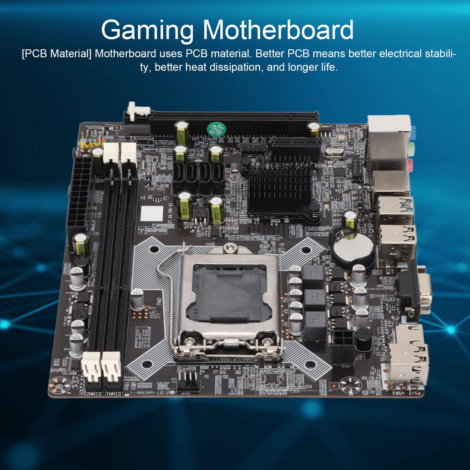 Gaming Motherboard, CPU LGA 1150 Socket Computer Motherboards, DDR3 1600/1333/1066 MHz Memory, Integrated Chip Sound Card, Network Card, Gaming Mainrboard for Desktop Computers