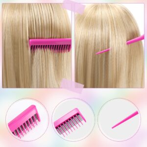 8 Pcs Teasing Brush Set Edge Brush Comb with Hair Clips Grooming Hair Styling Comb Teasing Dual Edges Hair Brush Triple Teasing Comb Sturdy Rat Tail Comb for Women Hair Stylists