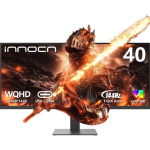 innocn 40c1r ultrawide monitor 40" wqhd 3440 x 1440p 144hz monitor amd freesync premium hdr400 21:9 computer gaming monitor 95% dci-p3 500nits ips usb type-c hdmi tilt/height adjustable, mountable