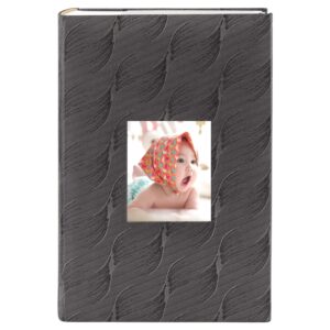 auear, photo album holds 4x6 300 horizontal pictures with memo space, large capacity fabric cover photo book for graduation, family wedding anniversary (black)