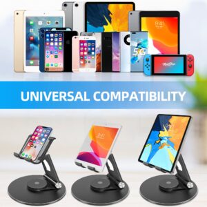 iPad Stand, 360° Rotating Tablet Stand Holder, Foldable & Adjustable iPad Holder for Desk, Heavy Base Kindle/iPad Pro/iPad Mini/ iPhone Stand for Retail Kiosk Store POS Office Showcase Reception Black