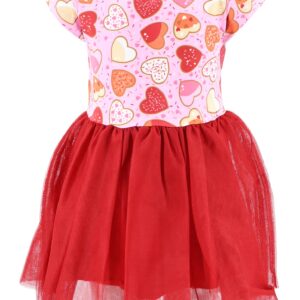 Girls Short Sleeve Tulle Tutu Dresses for Kid and Toddler Girl Valentines Day Dress Outfit Sizes 18M-12Y (7 Years, Cookies)