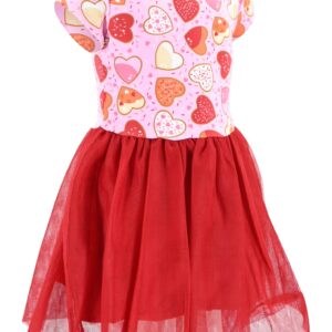 Girls Short Sleeve Tulle Tutu Dresses for Kid and Toddler Girl Valentines Day Dress Outfit Sizes 18M-12Y (7 Years, Cookies)