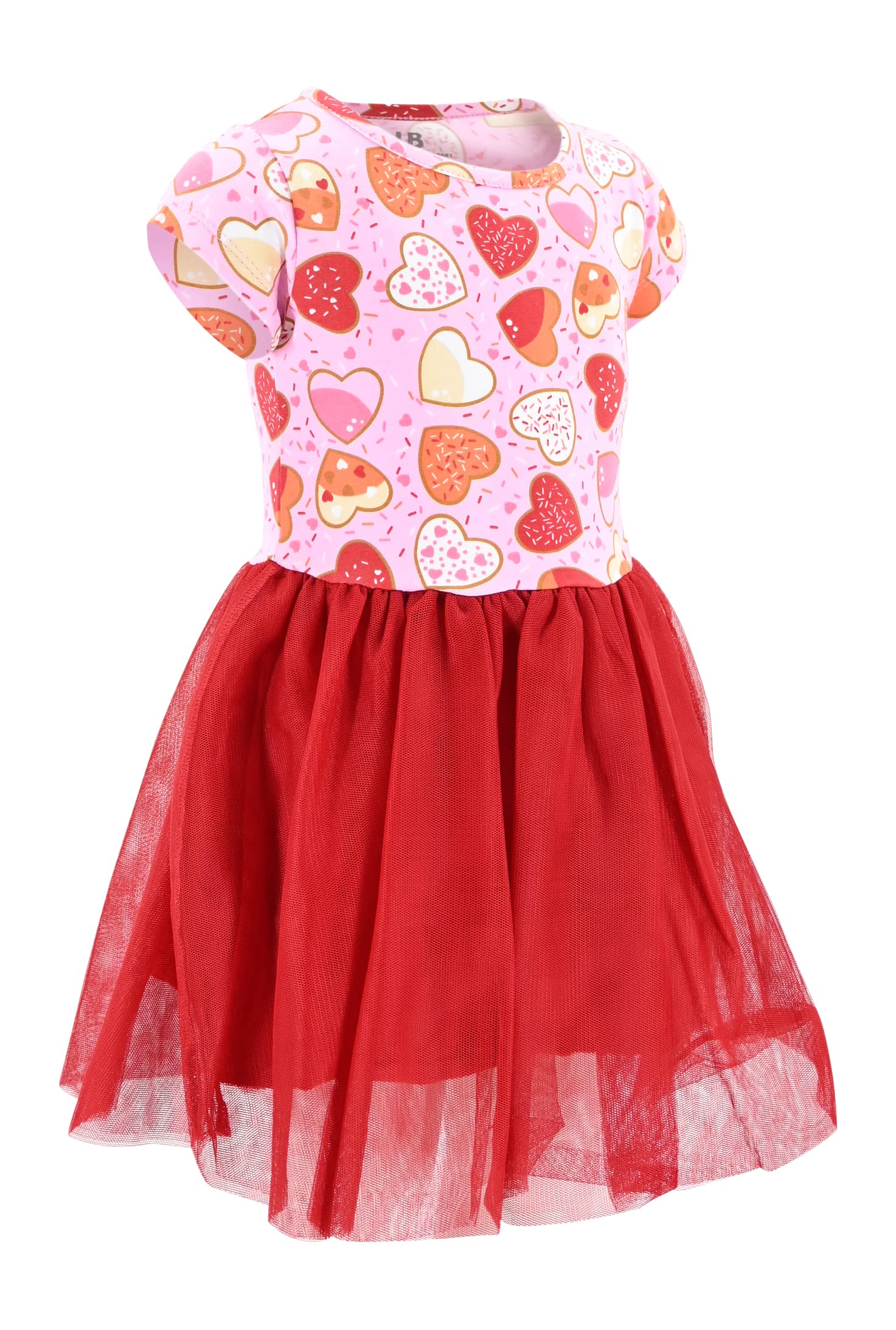 Girls Short Sleeve Tulle Tutu Dresses for Kid and Toddler Girl Valentines Day Dress Outfit Sizes 18M-12Y (7 Years, Cookies)