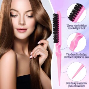 8 Pcs Teasing Brush Set Edge Brush Comb with Hair Clips Grooming Hair Styling Comb Teasing Dual Edges Hair Brush Triple Teasing Comb Sturdy Rat Tail Comb for Women Hair Stylists