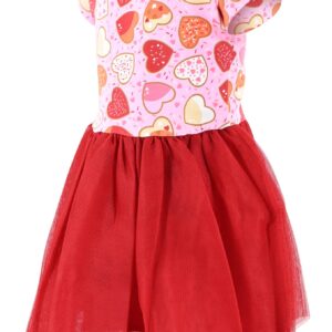 Girls Short Sleeve Tulle Tutu Dresses for Kid and Toddler Girl Valentines Day Dress Outfit Sizes 18M-12Y (7 Years, Cookies)