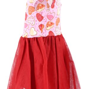 Girls Short Sleeve Tulle Tutu Dresses for Kid and Toddler Girl Valentines Day Dress Outfit Sizes 18M-12Y (7 Years, Cookies)