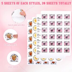 500 Pieces Thank Business Stickers Shop Stickers Small Package Labels Cute Envelope Seals Handle with Care Stickers, 4 Styles, 1.77 Inches(Cute Style)