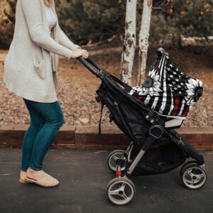 Baby Car Seat Covers Nursing Scarf, Vintage American Flag with Sunflower United States Flag Black Stretchy Infant Carseat Canopy Breastfeeding Covers, Baby Shower Gifts