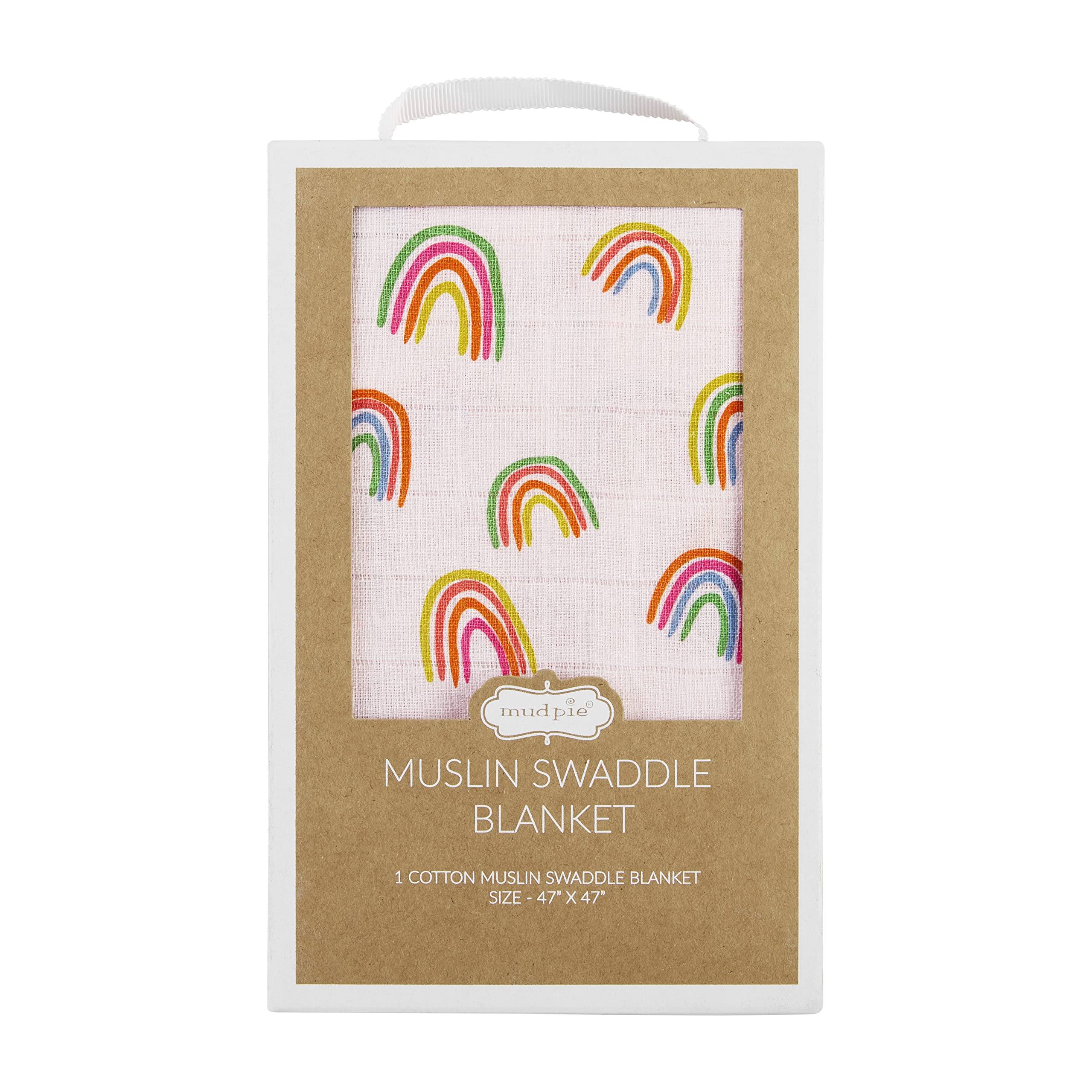 Mud Pie Baby Muslin Swaddle, Rainbow, 47" x 47"