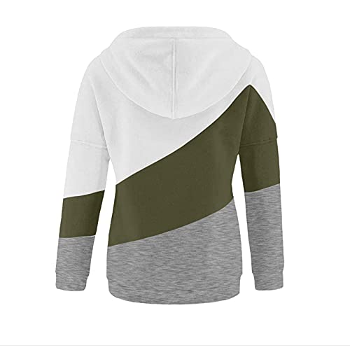 Winnerlion Women's Hoodies Sweatershirt for Ladies Casual Loose Color Blocking Long-Sleeved Printed Hooded Pullover Top (Green, XL)