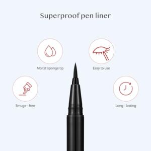 CLIO Waterproof Pen Liquid Eye Liner, Precision Tip, Long Lasting, Smudge-Resistant, High-Intensity Color (Black, Pack of 1)