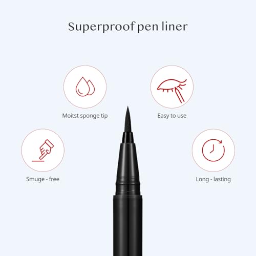 CLIO Waterproof Pen Liquid Eye Liner, Precision Tip, Long Lasting, Smudge-Resistant, High-Intensity Color (Black, Pack of 1)