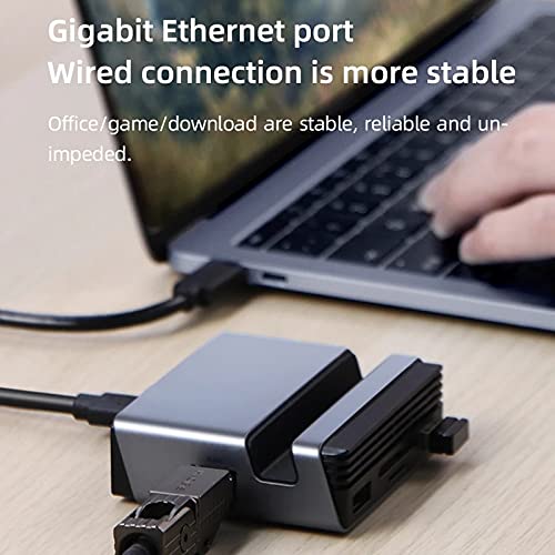 WPYYI USB C Hub Type-C Docking Station Type-C to 4K HDMI-Compatible PD SD/TF Card Reader RJ45 Phone Holder Stand