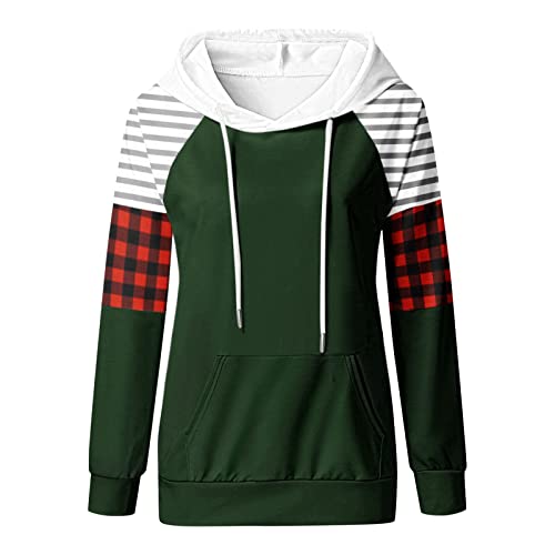 Winnerlion Hoodies Sweatshirts for Women Casual Long Sleeve Hooded Sweatshirt Drawstring Pullover Tops with Pocket (Green, XXL)