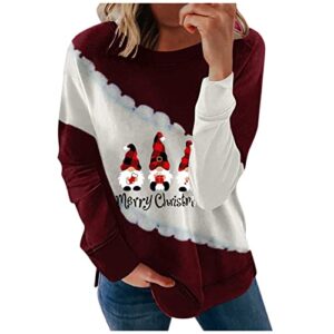 winnerlion merry christmas sweatshirts for women long sleeve o-neck holiday casual comfy pullovers tops (wine, s)