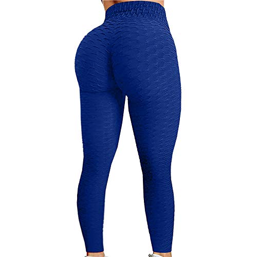 Winnerlion Women's TIK Tok High Waist Yoga Pants Tummy Control Slimming Booty Leggings Workout Running Butt Lift Tights (Blue, XXXL)