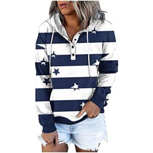 winnerlion womens casual hoodies pullover tops drawstring long sleeve sweatshirts hooded fall clothes with pocket (blue, l)