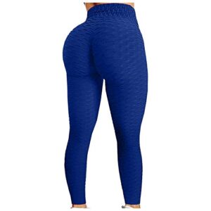 winnerlion women's tik tok high waist yoga pants tummy control slimming booty leggings workout running butt lift tights (blue, xxxl)