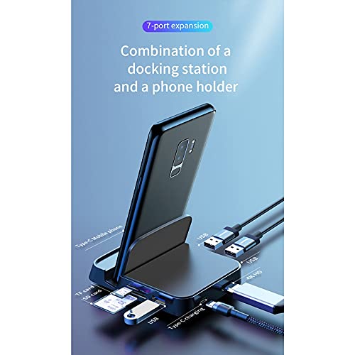 WPYYI 7 in 1 USB Type C Hub Docking Station USB-C to HDMI USB 3.0 HUB SD TF Card PD Adapter