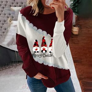 Winnerlion Merry Christmas Sweatshirts for Women Long Sleeve O-Neck Holiday Casual Comfy Pullovers Tops (Wine, S)