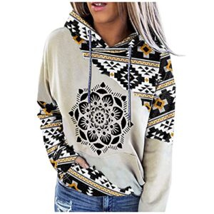 winnerlion women's western ethnic print sweatshirt hoodie vintage casual aztec print long sleeve shirt pullover tops (black, m)