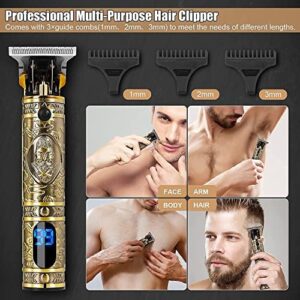 Professional Mens Hair Clippers Zero Gapped Cordless Hair Trimmer Professional Haircut & Grooming Kit for Men Rechargeable LED Display, 20x12x8