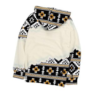 Winnerlion Women's Western Ethnic Print Sweatshirt Hoodie Vintage Casual Aztec Print Long Sleeve Shirt Pullover Tops (Black, M)