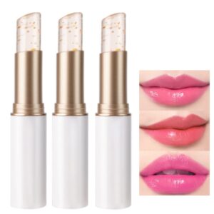 Dulele Color Changing Lipstick Set, 3 Pieces Magic Temperature Color Change Lip Gloss Long Lasting Nutritious Lip Balm (Tube)