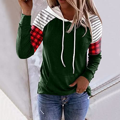 Winnerlion Hoodies Sweatshirts for Women Casual Long Sleeve Hooded Sweatshirt Drawstring Pullover Tops with Pocket (Green, XXL)