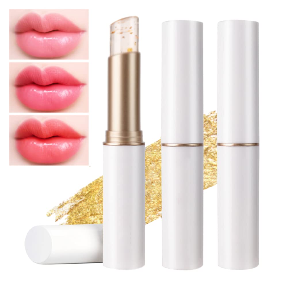 Dulele Color Changing Lipstick Set, 3 Pieces Magic Temperature Color Change Lip Gloss Long Lasting Nutritious Lip Balm (Tube)