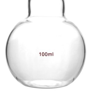 QWORK Glass 100ml Single Neck Flat Bottom Boiling Flask, with 24/40 Standard Joint, 2 Pack Heavy Wall Distillation Receiving Apparatus, Taper Outer Joint Lab Glassware, 100mL