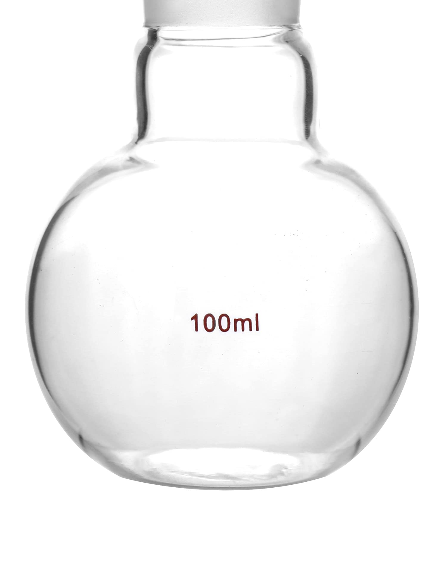 QWORK Glass 100ml Single Neck Flat Bottom Boiling Flask, with 24/40 Standard Joint, 2 Pack Heavy Wall Distillation Receiving Apparatus, Taper Outer Joint Lab Glassware, 100mL