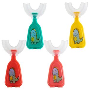 ysglory kids u-shaped toothbrush toddler u-shaped toothbrush manual whole mouth toothbrush age 2-6 & 6-12 360° oral teeth cleaning design (4 pcs)