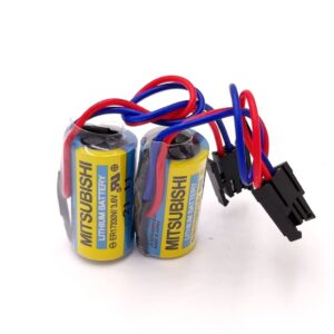 battemall 2pcs a6bat mr-bat er17330v plc battery 2/3a 3.6v 1700mah with plug for fanuc cnc system servo