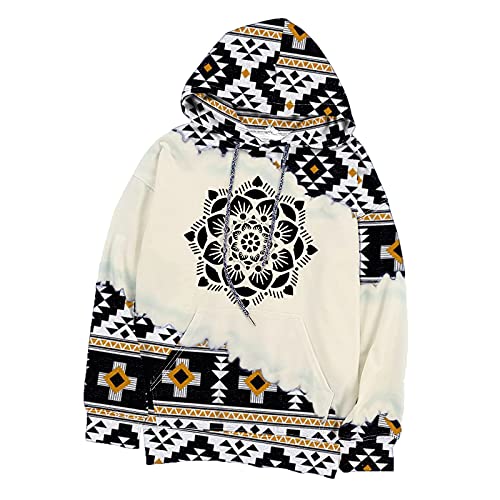 Winnerlion Women's Western Ethnic Print Sweatshirt Hoodie Vintage Casual Aztec Print Long Sleeve Shirt Pullover Tops (Black, M)