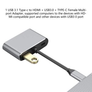 Type C USB 3.1 to USB-C 4K HDMI-Compatible USB 3.0 Adapter 3 in 1 Hub, Gray