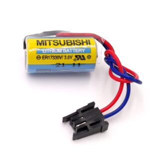 BATTEMALL 2Pcs A6BAT MR-BAT ER17330V PLC Battery 2/3A 3.6V 1700mAh with Plug for FANUC CNC System Servo