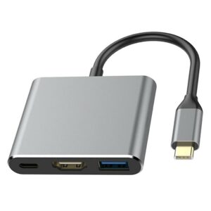 type c usb 3.1 to usb-c 4k hdmi-compatible usb 3.0 adapter 3 in 1 hub, gray