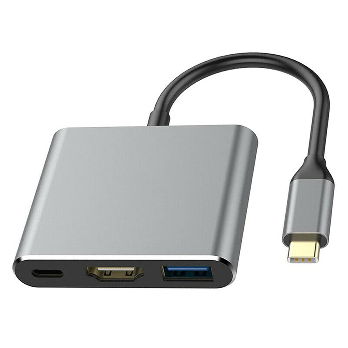 Type C USB 3.1 to USB-C 4K HDMI-Compatible USB 3.0 Adapter 3 in 1 Hub, Gray