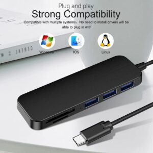 WPYYI USB C Hub USB Hub 3.0 Multi USB Splitter Adapter 3 Port Card Reader High Speed Type C Mini USB-Hub Extension Cable