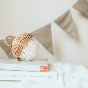 Neka Rattan Rattle | Montessori Handmade Ages 3 Months and Up, Baby Bear Brown, Shaker Rattle (Acorn)