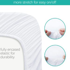 Waterproof Bassinet Sheets Fit for Hourglass, Oval Bassinet Mattress, 100% Cotton Bassinet Sheet for Standard Bassinet Mattress, 2 Pack, Ultra Soft Bassinet Sheet for Baby, White