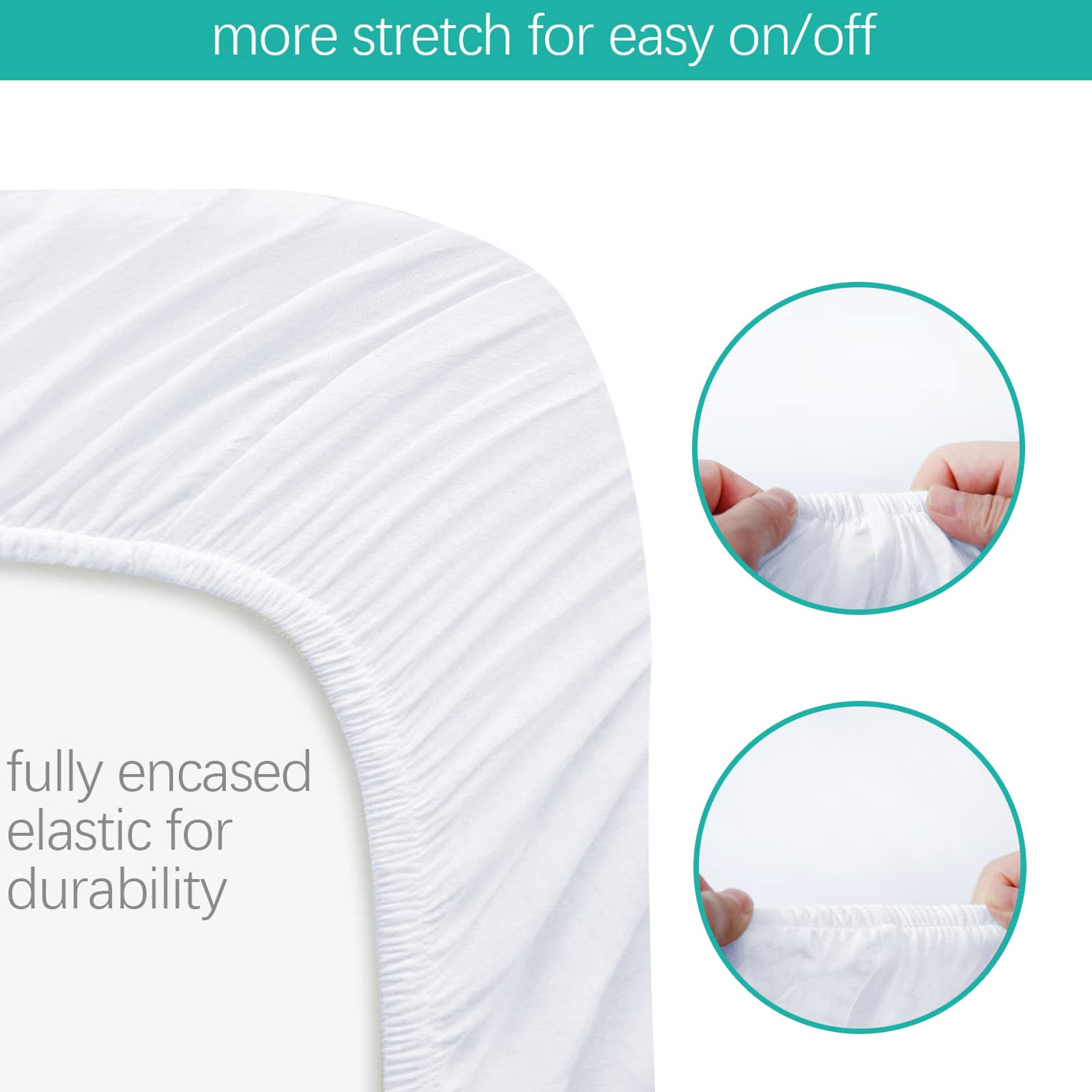 Waterproof Bassinet Sheets Fit for Hourglass, Oval Bassinet Mattress, 100% Cotton Bassinet Sheet for Standard Bassinet Mattress, 2 Pack, Ultra Soft Bassinet Sheet for Baby, White