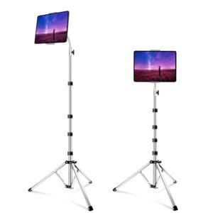 elitehood aluminum ipad tripod stand, 72in height adjustable ipad floor stand, heavy duty silver ipad tripod holder mount, compatible with ipad pro 12.9, 11, ipad air mini 4.7-13in tablets & phones