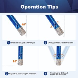 Dry Diamond Drill Bit Set,BRSCHNITT 5pcs 6 6 8 10 12 mm Diamond Hole Saw Core Drill Bit with Round Shank for Porcelain Tile Ceramic Stone Granite Marble,Dry Drilling Diamond Core Drill Bit Kit