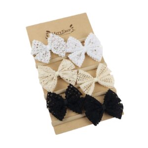 mery yuer baby girls lace headbands hair bows nylon hairbands for newborn infant toddlers and kids