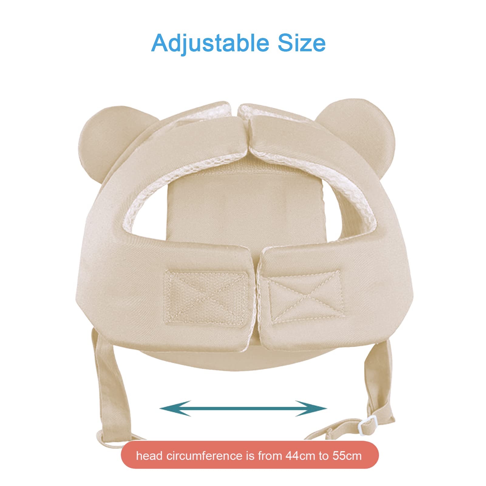 Ocanoiy Baby Infant Toddler Helmet Safety Headguard Head Protective Cushion Cute Children Adjustable Safety Helmet Hat Harnesses Cap Kid Child Crawl Walk Playing (Beige)